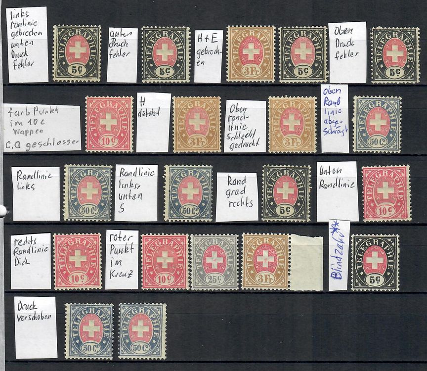 1881: Telegraphenmarken 20Stk. Abarten ** | Kaufen auf Ricardo
