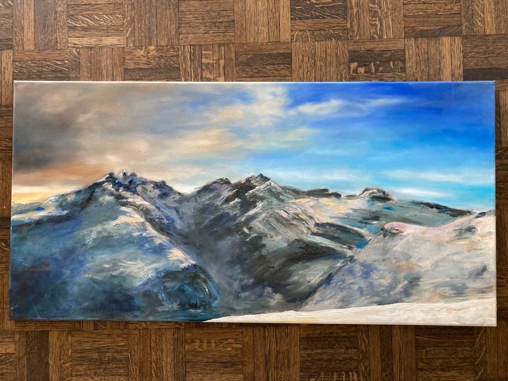 Gemälde Bergwelt auf Leinwand nicht signiert - 100 x 50 cm (Gebraucht) in Subingen für CHF 12 ...