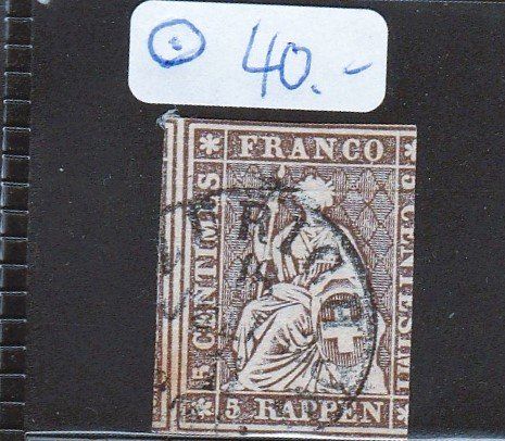 Seltene Schweizer Briefmarke 5 Rappen Helvetia 1854-1862 (17 (Gebraucht) in Kölliken für CHF 1 ...