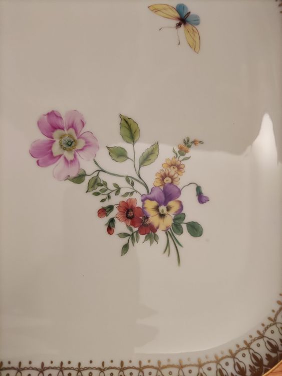 Hutschenreuther Kuchenplatte handbemalt mit Goldrand | Kaufen auf Ricardo