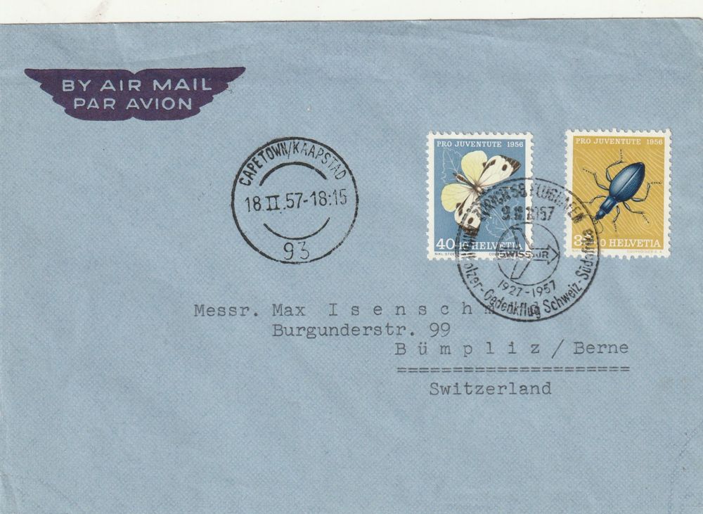 Flugpost Brief mit Zu. Nr. J166 und J167 (Gebraucht) in Rorschacherberg ...