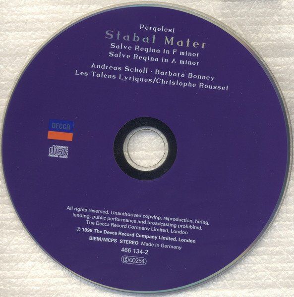 Pergolesi STABAT MATER Andreas Scholl Barbara Bonney CD | Kaufen auf Ricardo