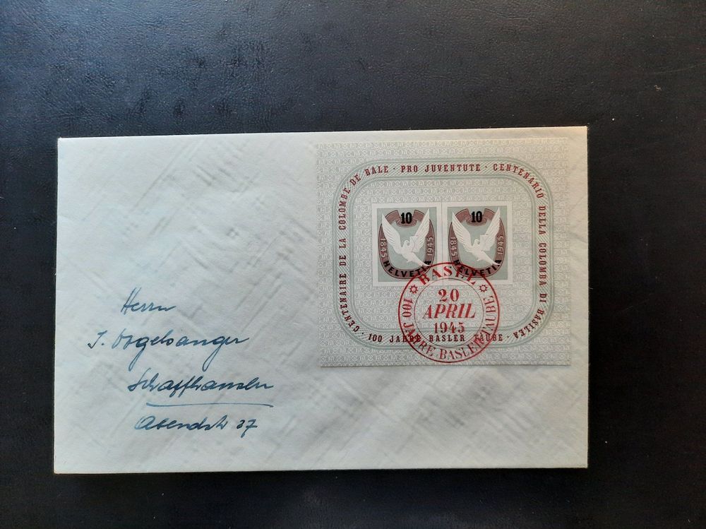 1945 Block Basler Taube Brief (Gebraucht) in Wolfhausen für CHF 6 – mit Lieferung auf Ricardo kaufen