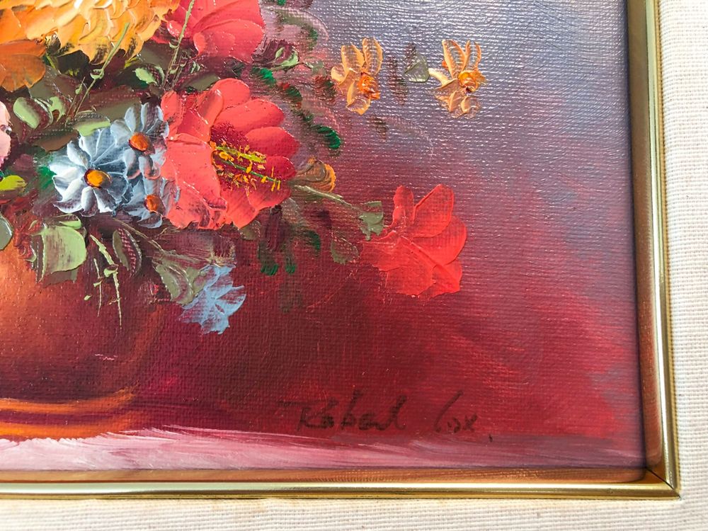 Robert Cox, Bunte Blumen Gemälde, 43 cm breit x 38 cm hoch (Gebraucht ...