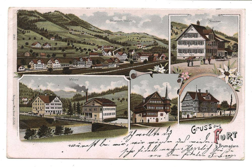 Gruss aus Furt - Brunnadern (TG) Toggenburg rare Litho 1902 | Kaufen auf Ricardo