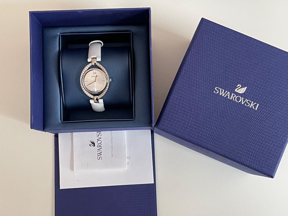 SWAROVSKI Uhr, Stella, Edelstahl, Lederband weiss, #5376812 (Neu ...