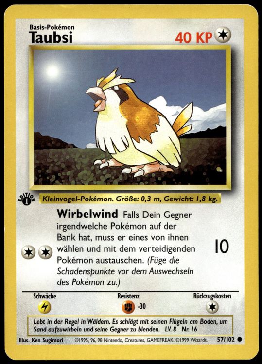 Taubsi 57/102 Pokémon Base Set 1.Edition ab 1.- (Gebraucht) in Uster ...
