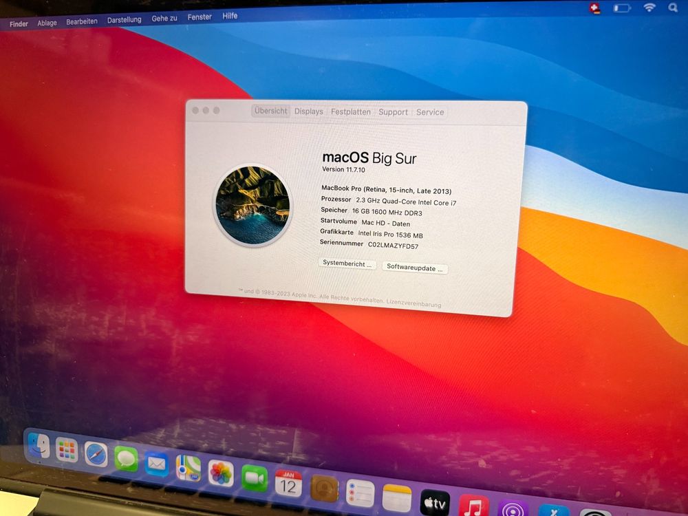 Apple MacBook Pro Retina 15/Core i7/16Gb Ram/500GB FlashDriv (Gebraucht ...