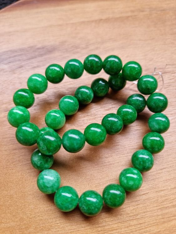 1 Strang Natürliche Grüne Smaragd jade Perlen 12 mm (Neu (gemäss ...