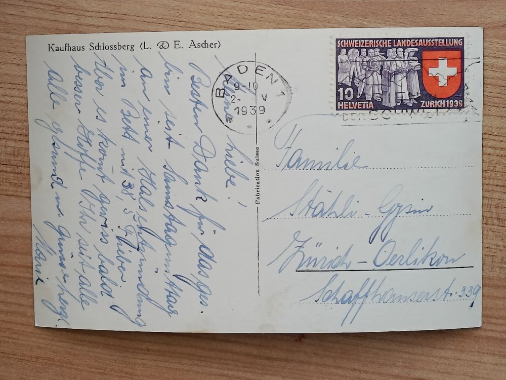 Photo Karte / Baden AG Badhotel Freihof Gelaufen 1939 (Gebraucht) in ...