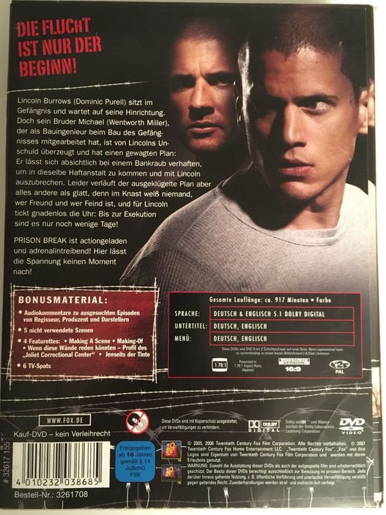 Prison Break, die komplette 1. Staffel, FSK ab 16 Jahren | Kaufen auf ...