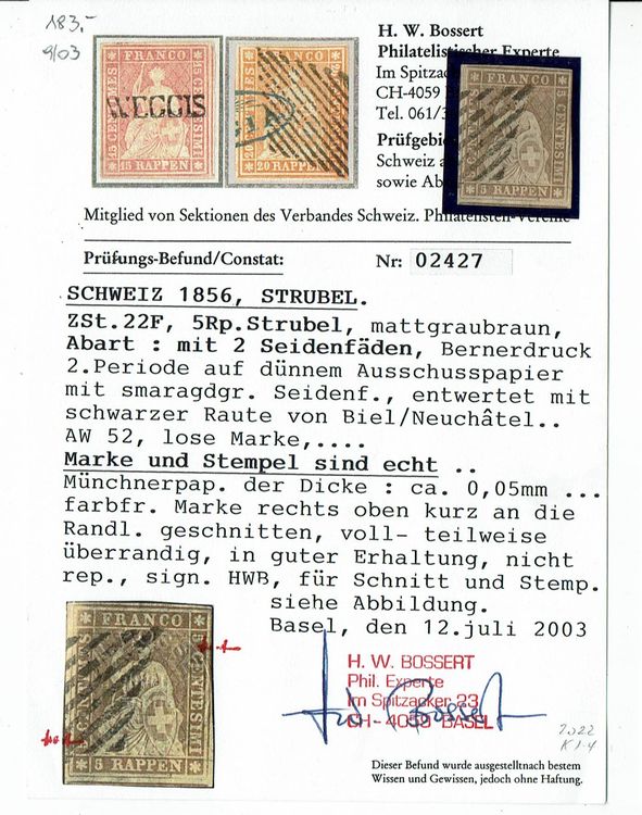 STRUBEL 5RP 22F/B1m RAUTE BIEL BEFUND (Gebraucht) in Rüschlikon für CHF 240 – mit Lieferung auf ...