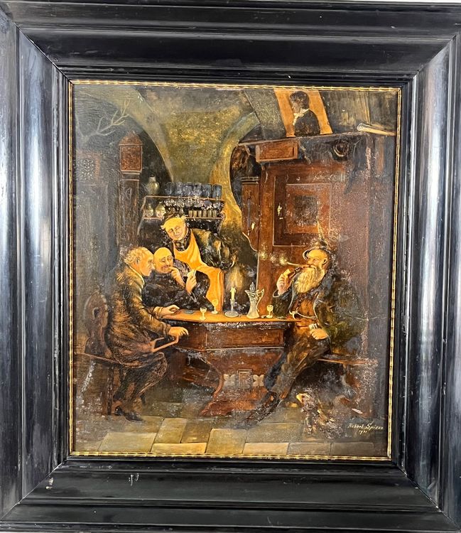 Robert Spiess - Gemälde mit Kartespielende Männer aus 1921 (Gebraucht ...