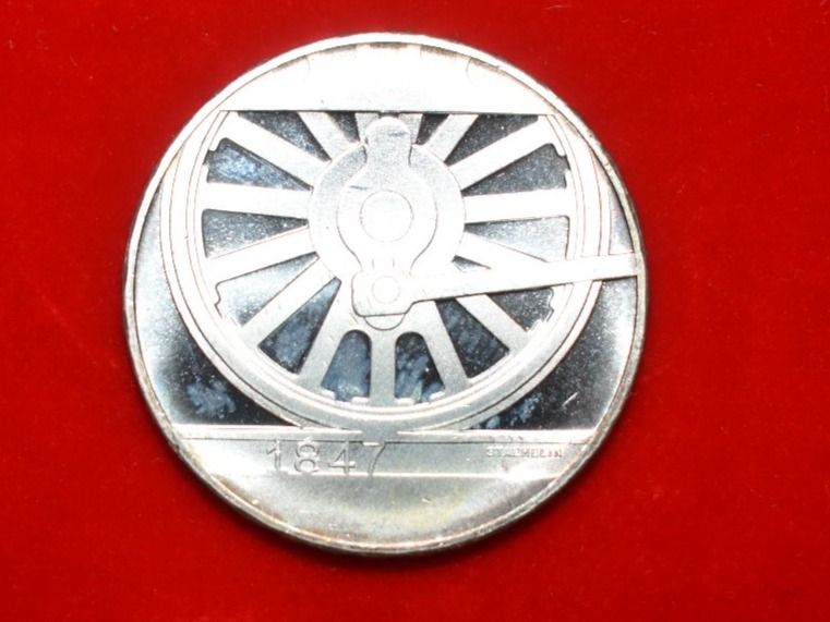 Zwanzig Franken Silber Münze 1997 150 Jahre Schweizer Bahnen (Neu und originalverpackt) in ...