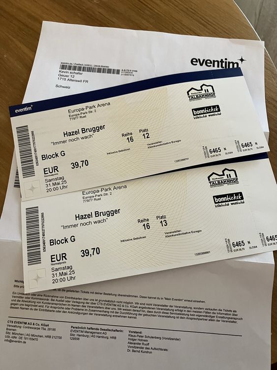 2 x Ticket für Hazel Brugger im Europa Park (Neu und originalverpackt ...