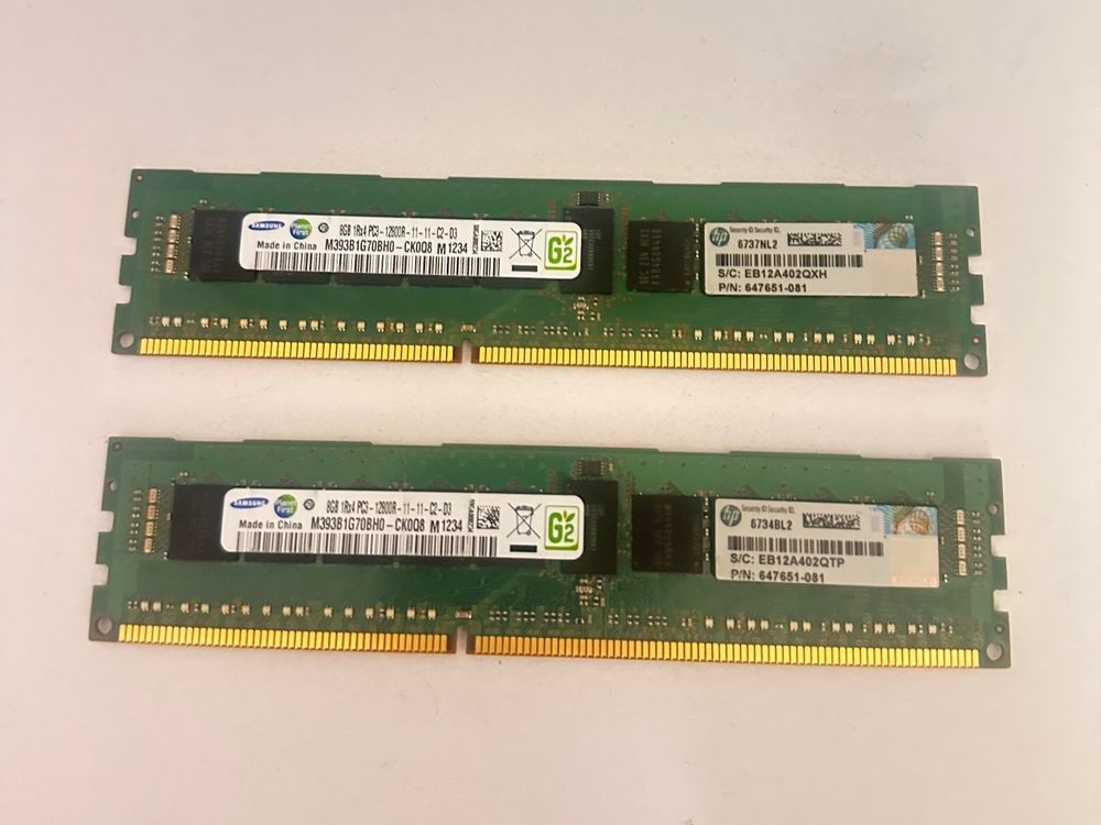 Samsung 16GB Ram Kit ( 2 x 8Gb ) M393B1G70BH0-CK0Q8 DDR3 | Kaufen auf Ricardo