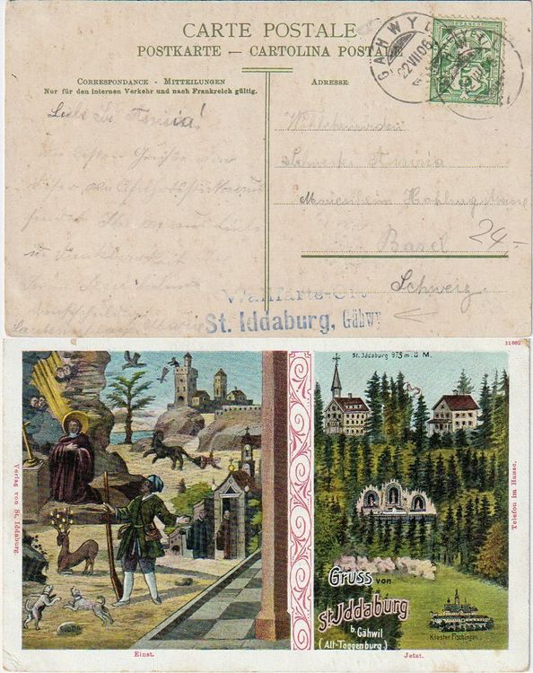 1906, St. Iddaburg Gähwyl, Bahn-Stabstempel auf AK | Kaufen auf Ricardo