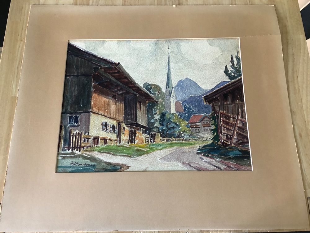 Aquarell Dorflandschaft, signiert F.H. Sander 1928 | Kaufen auf Ricardo