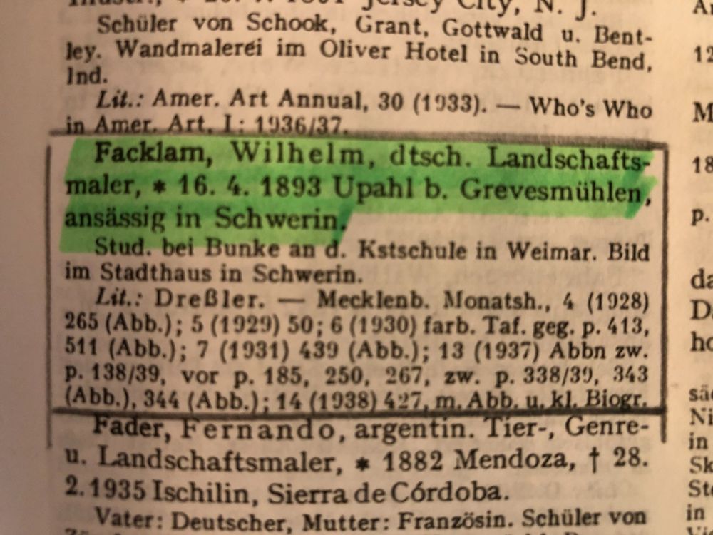 WILHELM FACKLAM (1893 - 1972 Winkelhaid/D) HAUPTWERK | Kaufen auf Ricardo