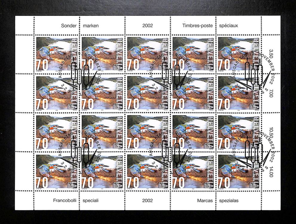 2002 Kleinbogen EISVOGEL (Tag der Briefmarke) Ersttag (Neu (gemäss Beschreibung)) in Zürich für ...