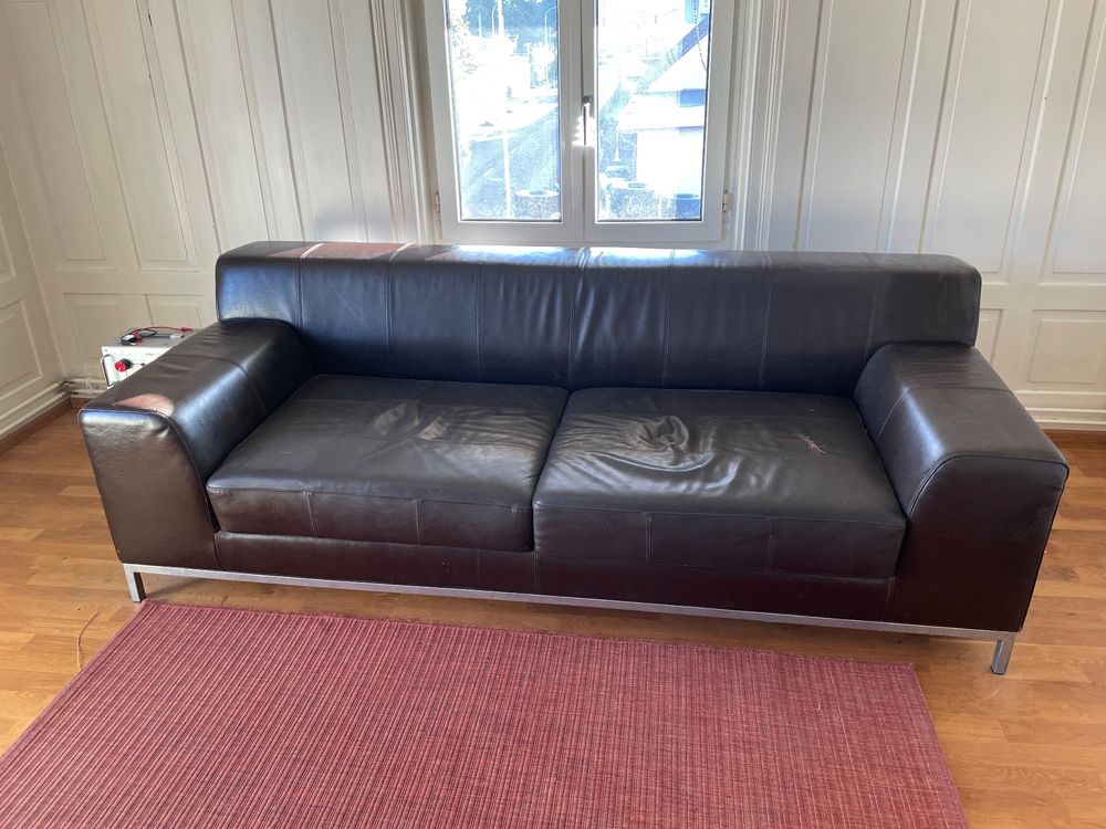 Ledersofa, dunkelbraun, 2-Sitzer | Kaufen auf Ricardo