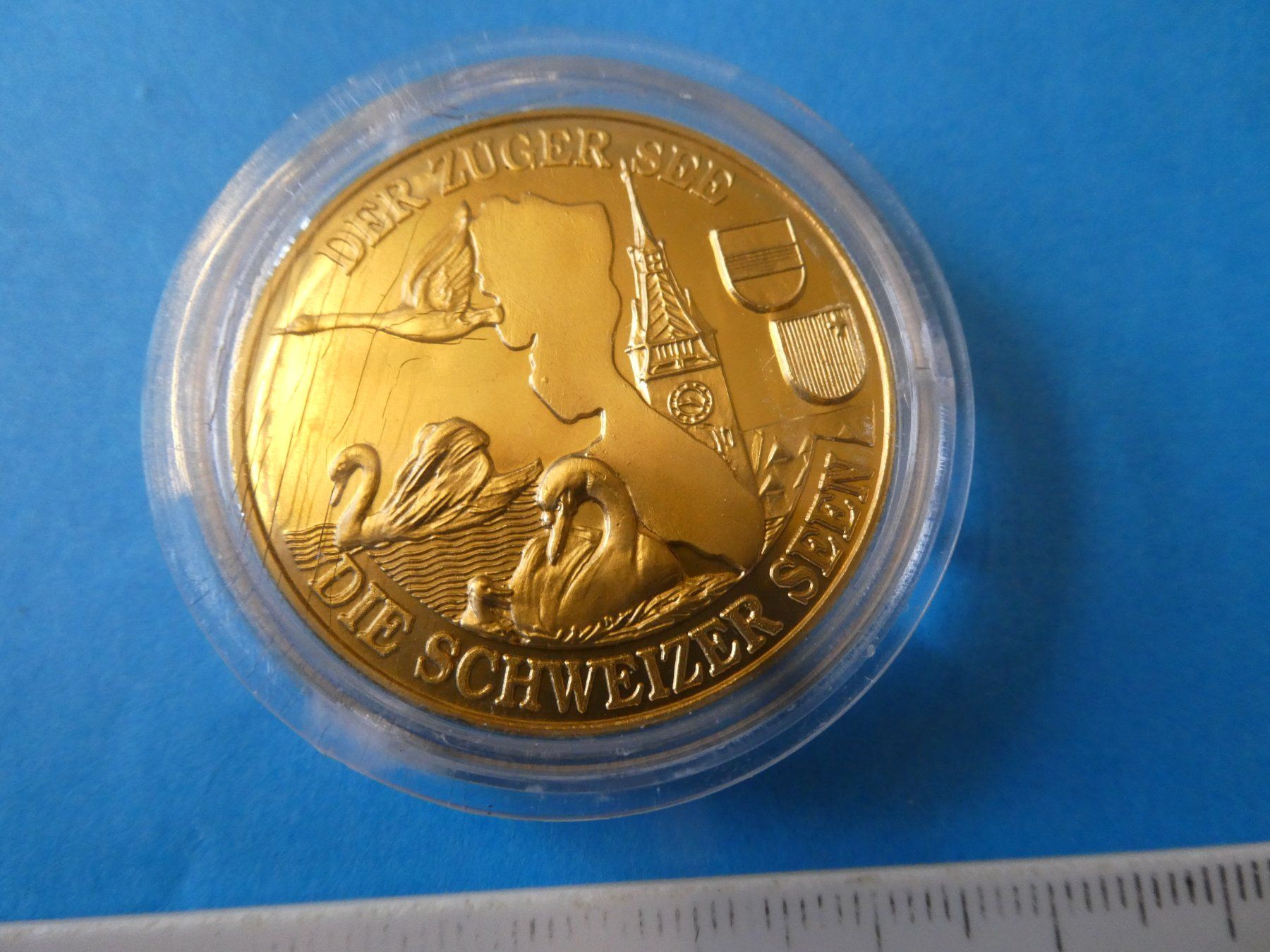 vergoldete Medaille 40 mm PP in Schutzkapsel - Zugersee (Neu (gemäss ...