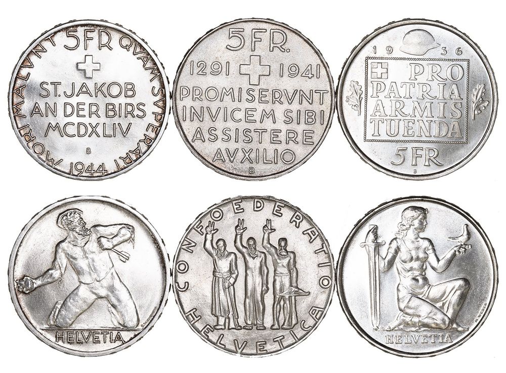 5 Franken Gedenkmünzen-Lot 1936, 1941 & 1944 (bis Stgl.) | Kaufen auf Ricardo