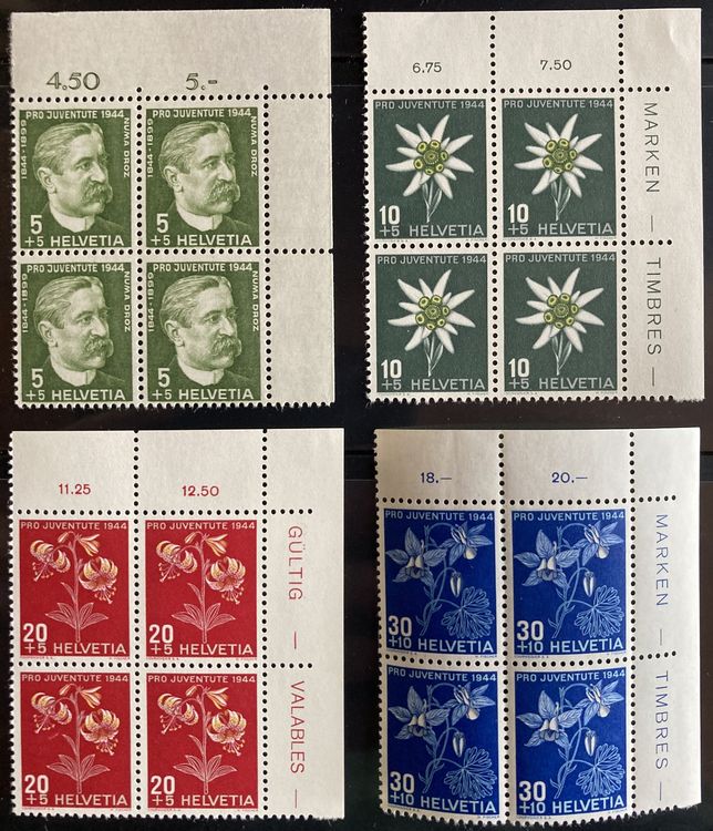 PJ 1944 Viererblock Serie (**), SBK 28 Fr. | Kaufen auf Ricardo