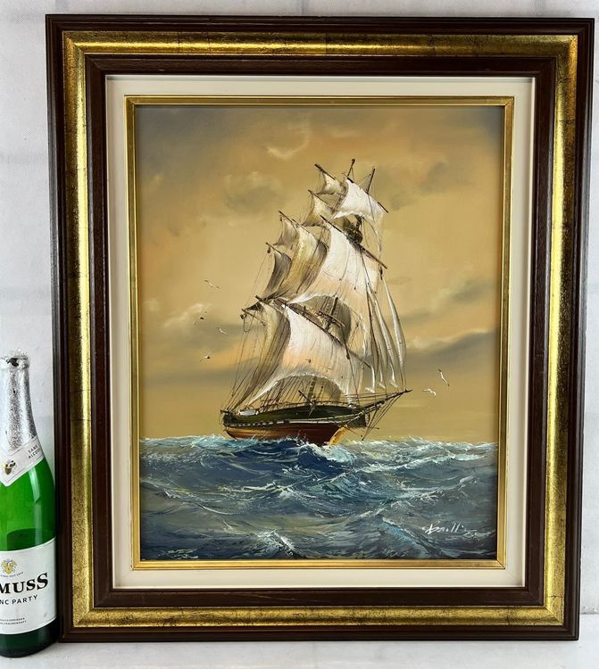 Schiffsansicht auf See Gemälde Sig. | Kaufen auf Ricardo