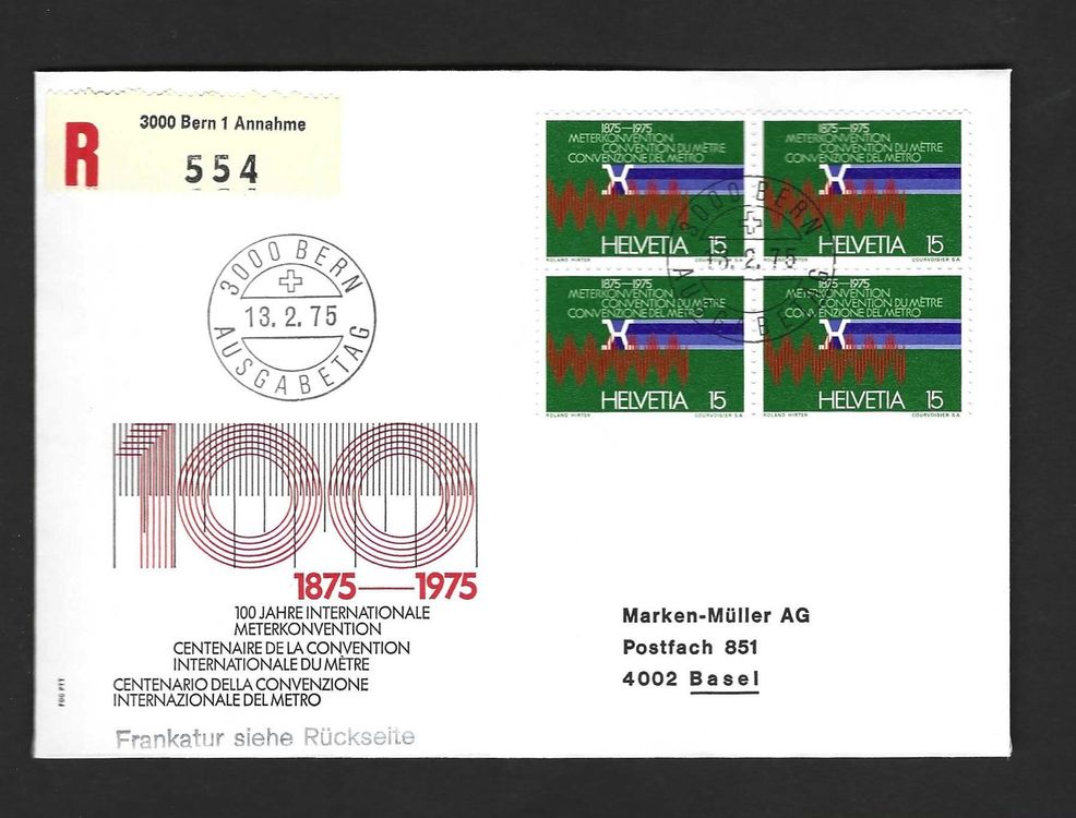 FDC Einschreiben Viererblock 75 (Gebraucht) in Koblenz für CHF 0.5 – mit Lieferung auf Ricardo ...