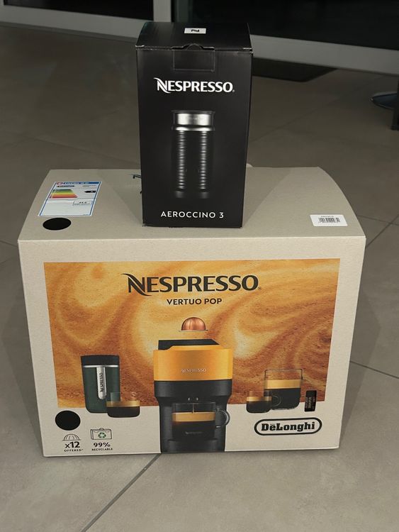 Nespresso Vertuo Pop mit Aeroccino 3 und 80 Kapseln!!! (Gebraucht) in ...