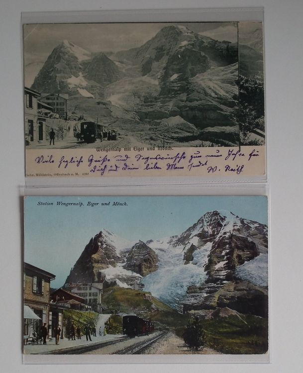 1906 Wengernalp Station mit Eiger und Mönch, zwei Karten | Kaufen auf Ricardo