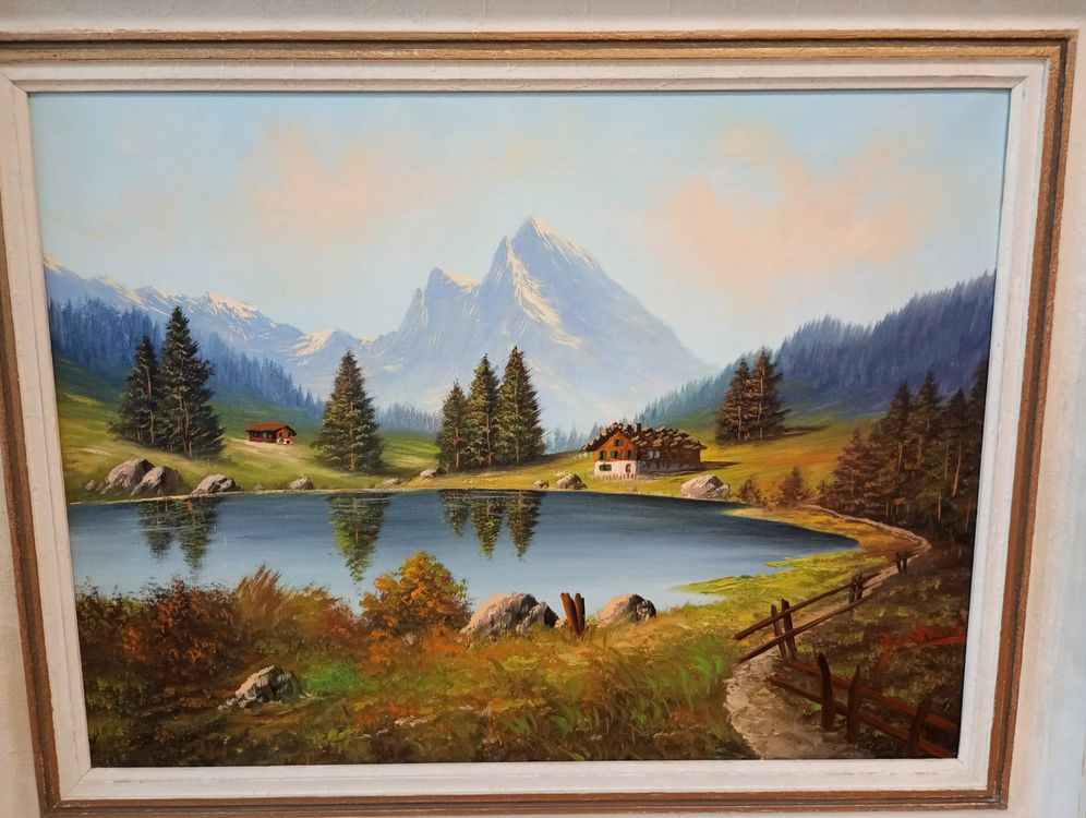 Schweiz See/Berge Landschaft, gross 75 cm breit x 60 cm hoch (Gebraucht ...