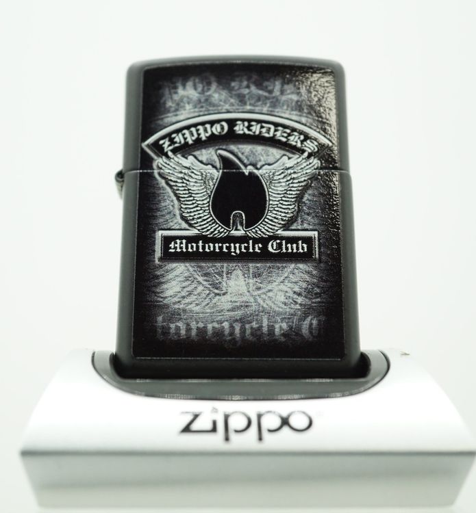 ZIPPO® MOTORCYCLE CLUB - BLACK - print - 2016- UNGEZÜNDET (Neu (gemäss ...