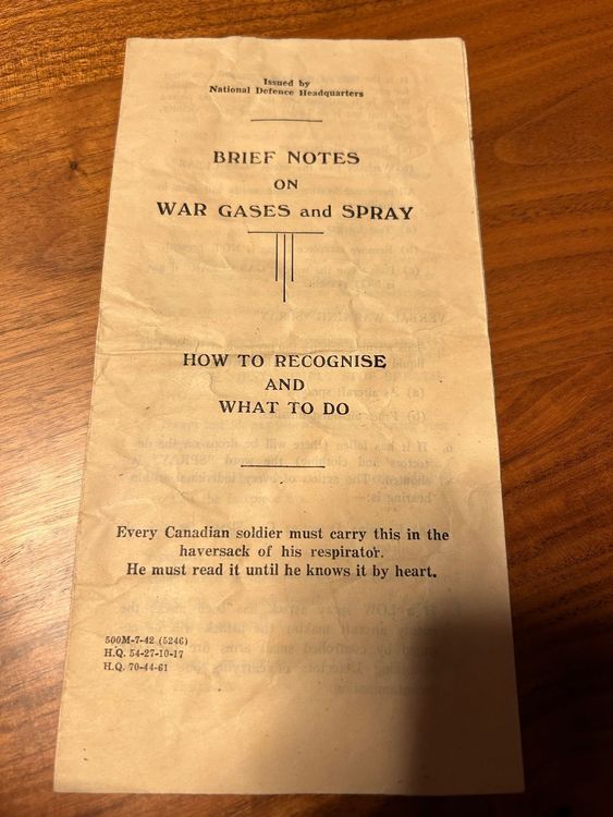 Brief notes on War gases and Spray, Canada WW2 ca. 1941 | Kaufen auf ...