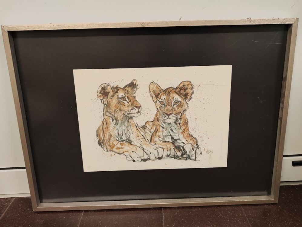 Lithographie Fritz Hug Löwen signiert 78x56cm | Kaufen auf Ricardo
