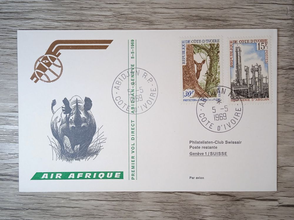 TR50 Enveloppe + Timbre Cote d'Ivoire 1969 (Gebraucht) in Cousset für CHF 0.6 – mit Lieferung ...