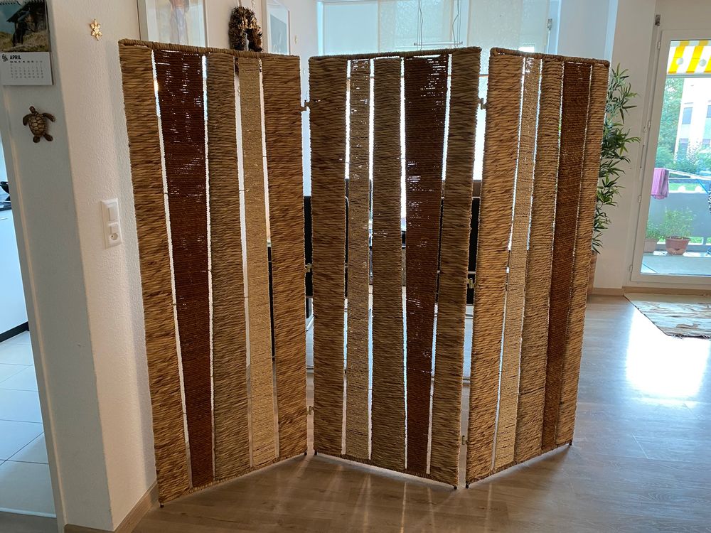 Paravan 3-teilig 160 cm hoch robust (Metall + Naturmaterial) (Gebraucht ...