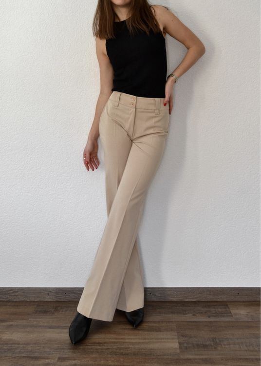 Elegante Hose Büro XS 34 Bügelfaltenhose beige vintage | Kaufen auf Ricardo