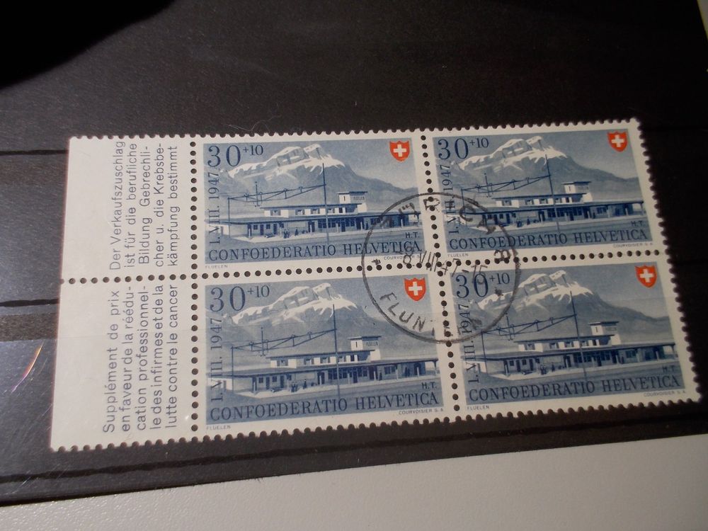4erblock Pro Patria 1947 30Rp, mittiger Stempel | Kaufen auf Ricardo