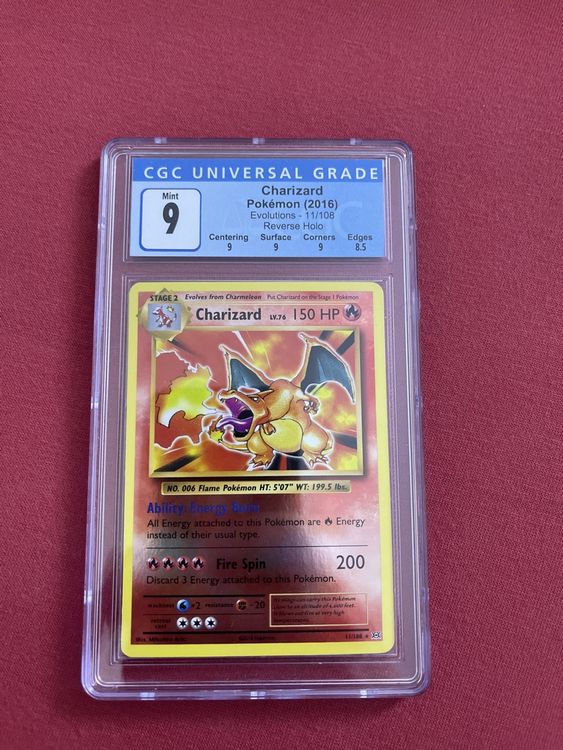 Pokemon Charizard Reverse Holo (GRADE 9) (Neu und originalverpackt) in ...