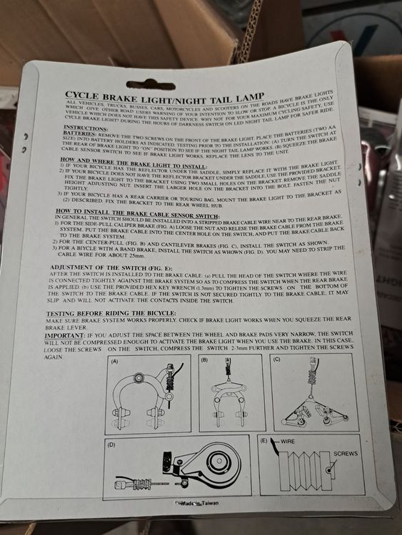 Velo Rücklicht m. Stoplicht Neu, originalverpackt, 138 Stück (Neu und ...