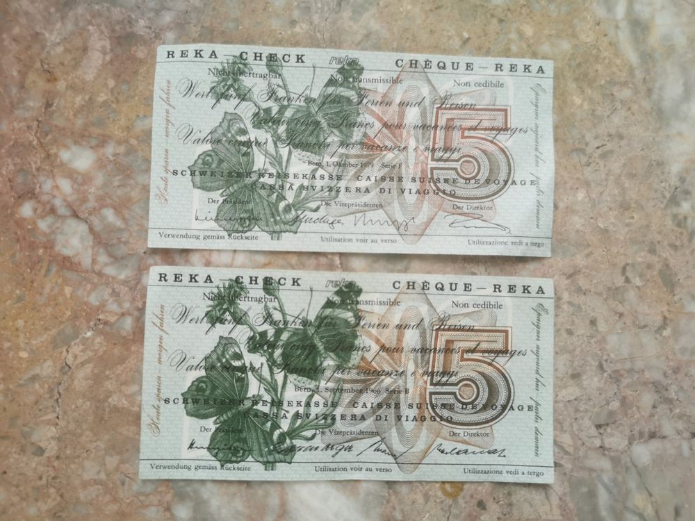 2 Alte 5 Franken REKA Checks Sammlerstück | Kaufen auf Ricardo