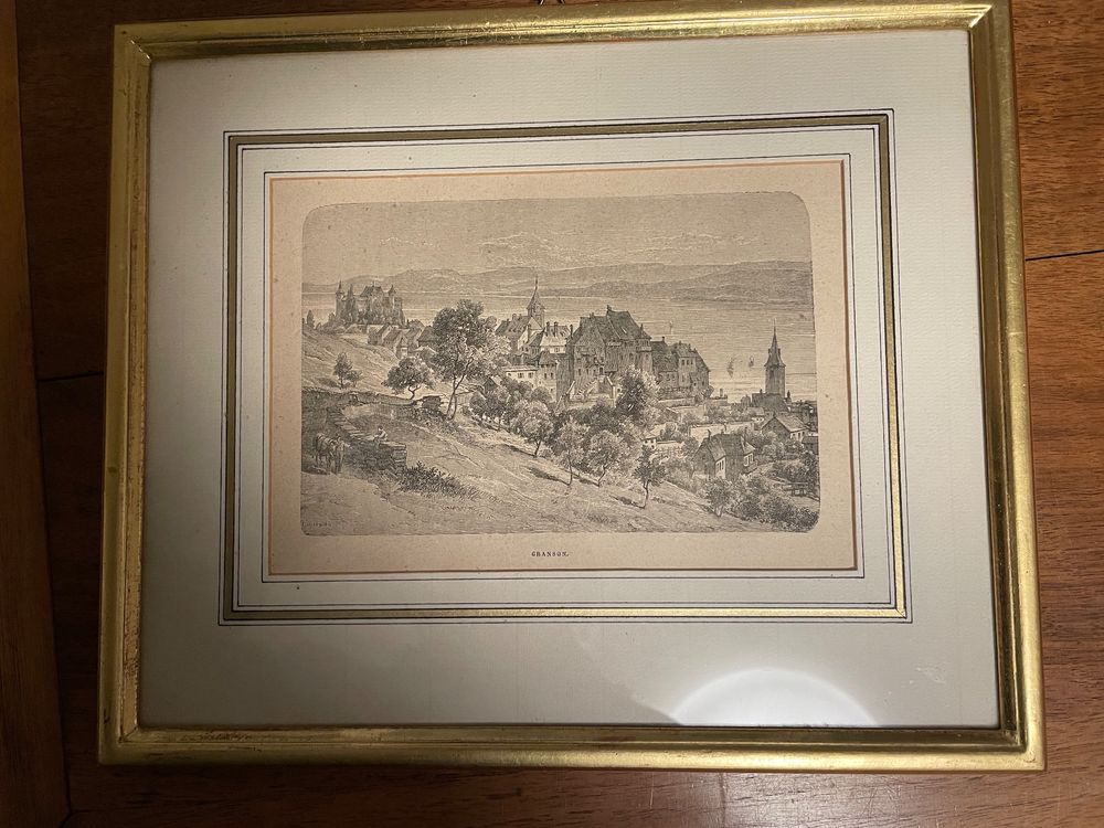 Antike Stadtansicht Granson gerahmt | Kaufen auf Ricardo