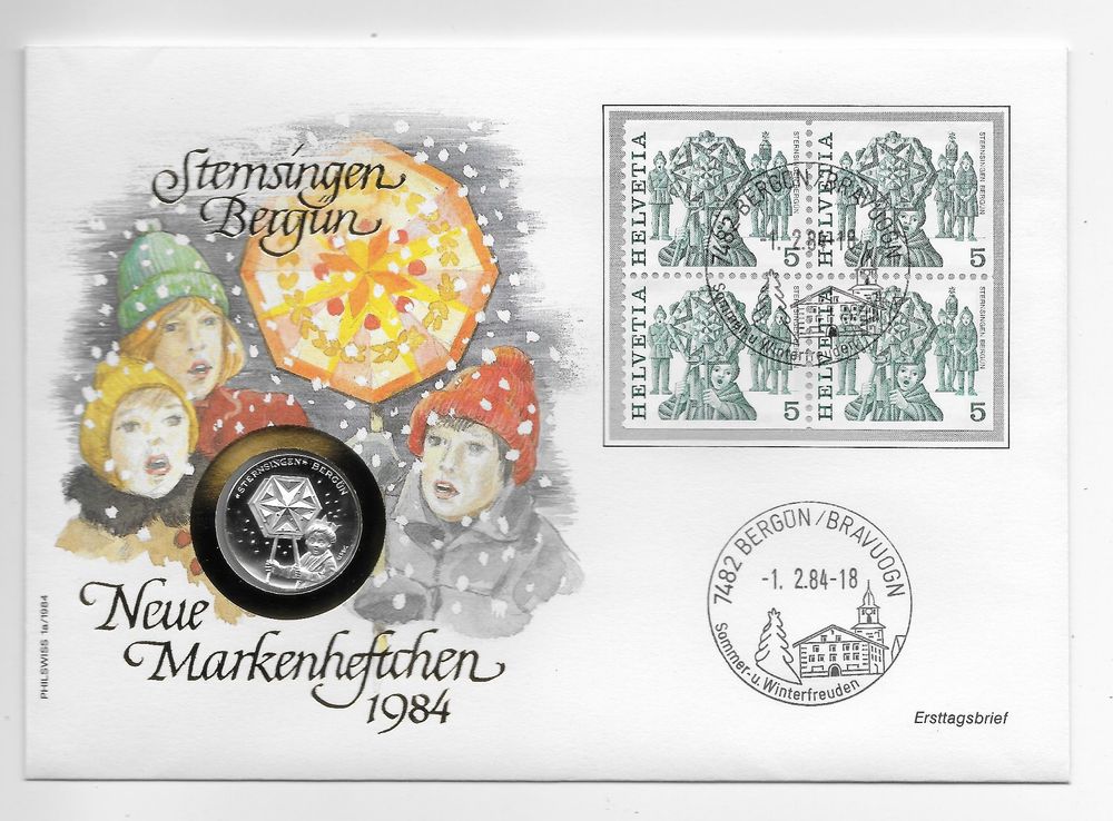 Münzbrief Sternsinger Bergün 1984, 999,9 (Neu (gemäss Beschreibung)) in Hefenhofen für CHF 15 ...