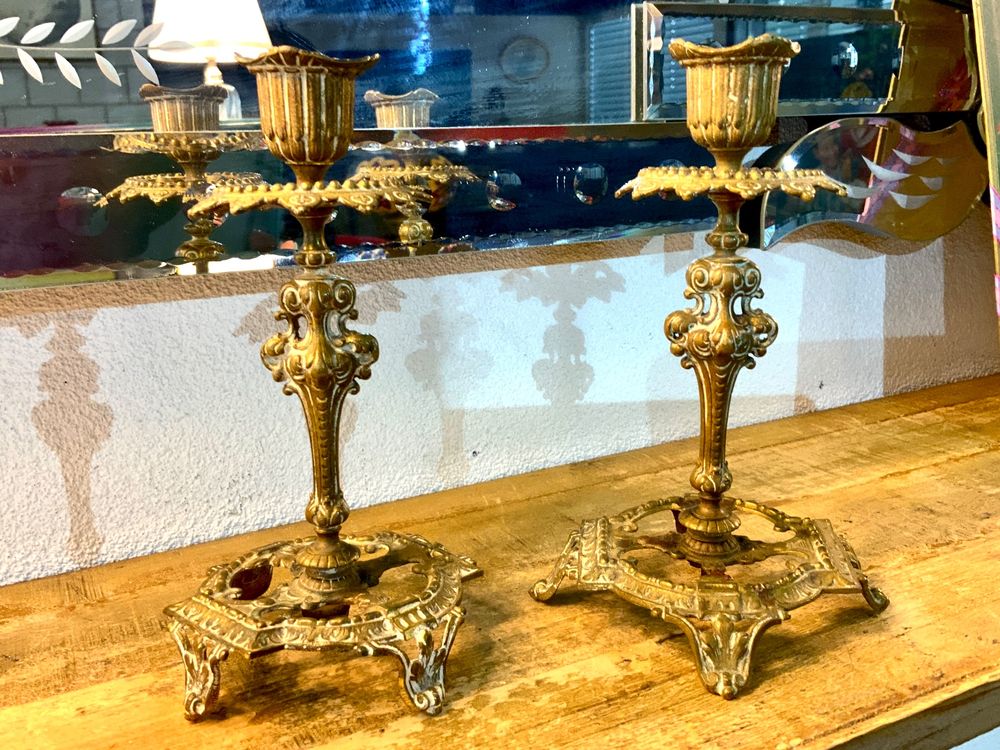 JUGENDSTIL 2 KERZENHALTER BRONZE FRANKREICH, 1900, H-16 CM | Kaufen auf Ricardo