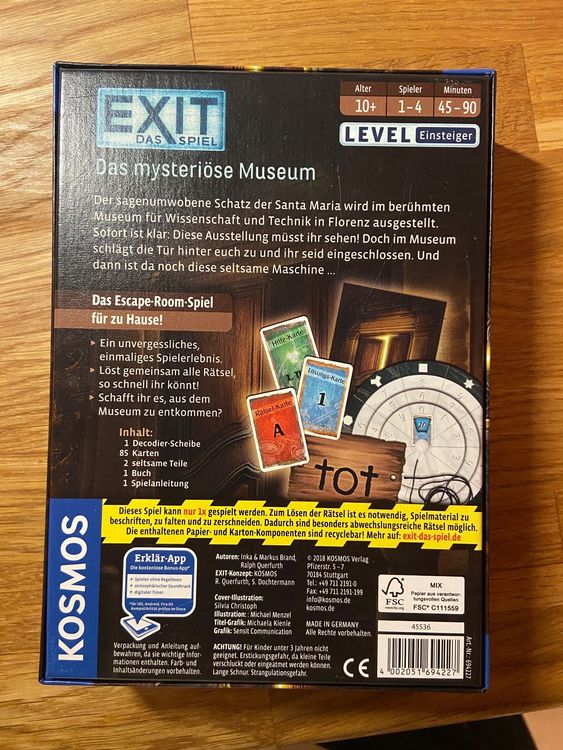 EXIT Das mysteriöse Museum (Gebraucht) in Wil ZH für CHF 5 – mit ...