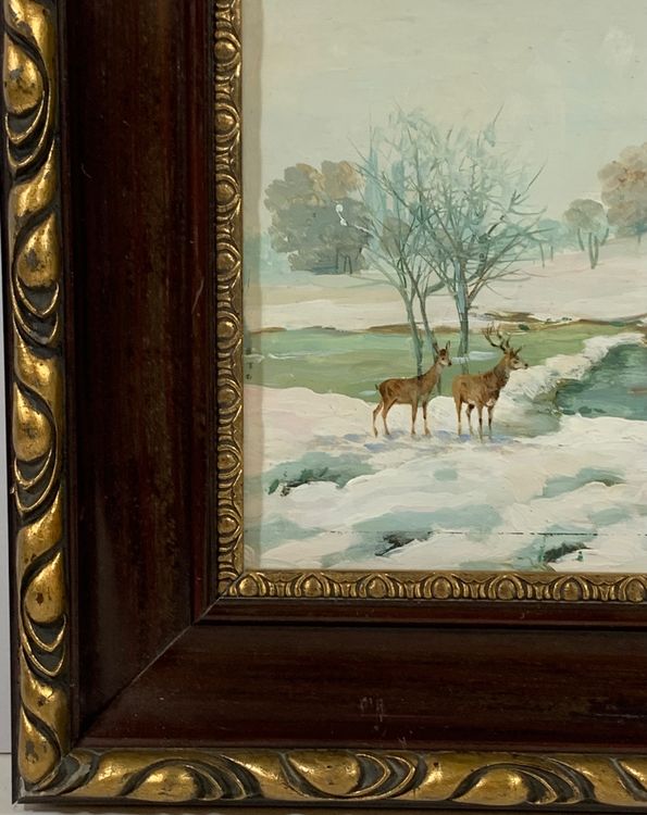Winterlandschaft Gemälde mit 2Reh unleserlich Signiert (Gebraucht) in Root für CHF 25 – mit ...