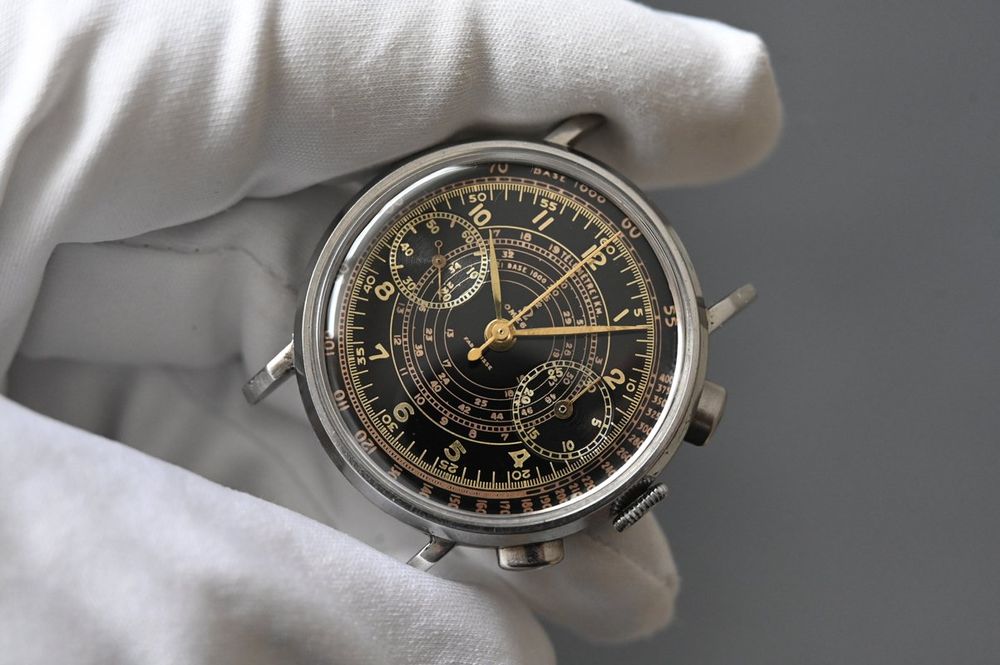 Chronograph Omega ck2393, cal.33.3, gilt dial, vintage 1944 (D'occasion ...