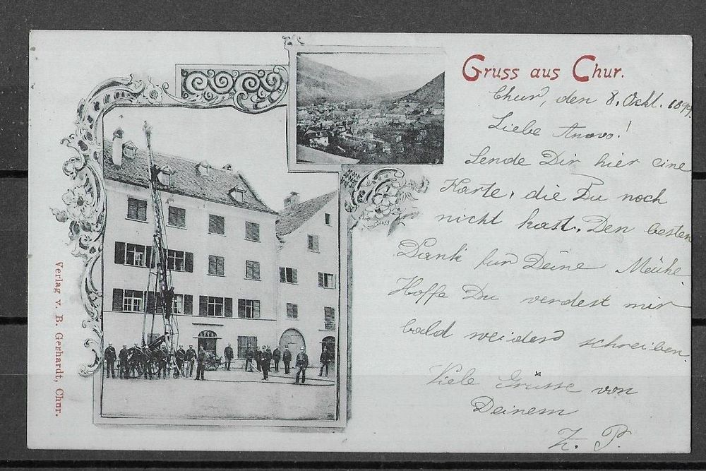 GR Gruss aus Chur 1899 mit Feuerwehrübung (Gebraucht) in Schocherswil für CHF 20 – mit Lieferung ...